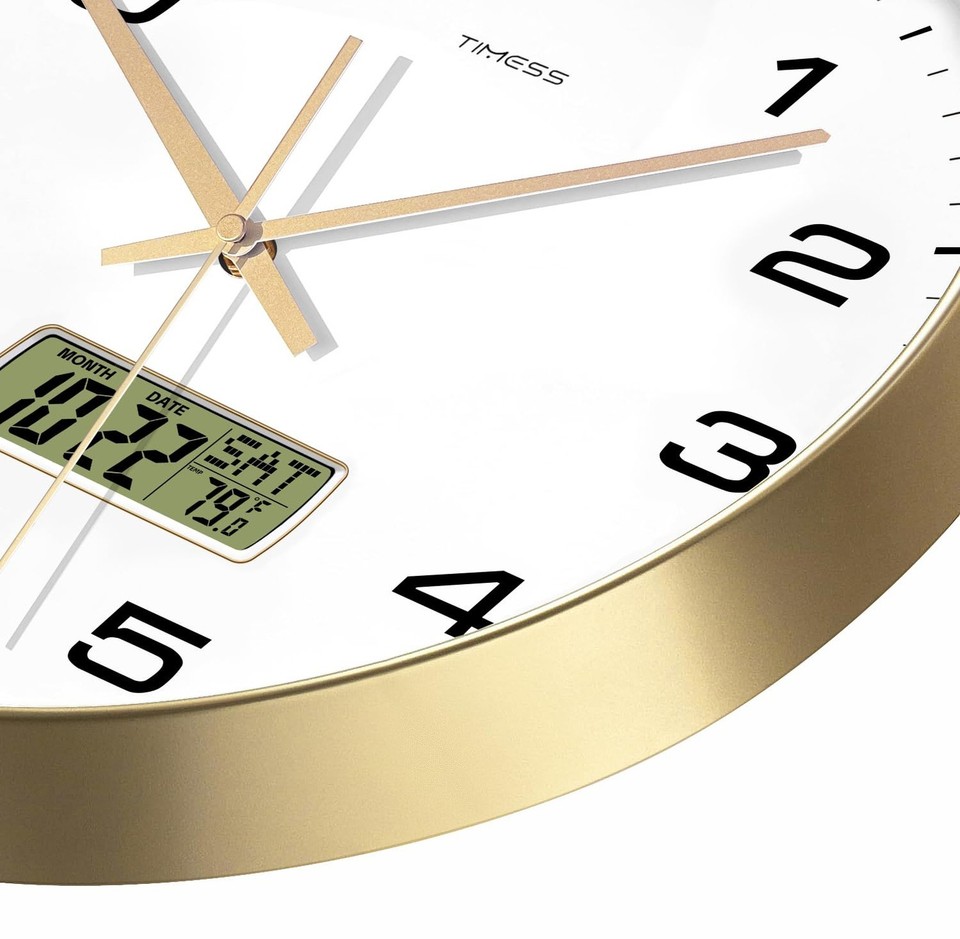 Wall Clock, 12" Dial Non-Ticking Silent Battery Operated Analog with ...