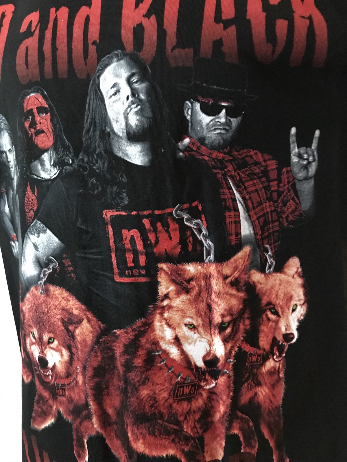 NOS 1998 vtg nWo Wolfpack Red Black Unchained T-Shirt… - Gem