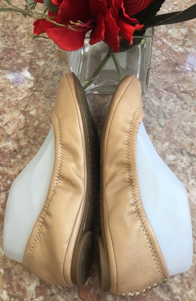LUCKY BRAND EMMIE Brown Leather Flat Ballet Shoes Size 6.5B/36.5 EUC ...