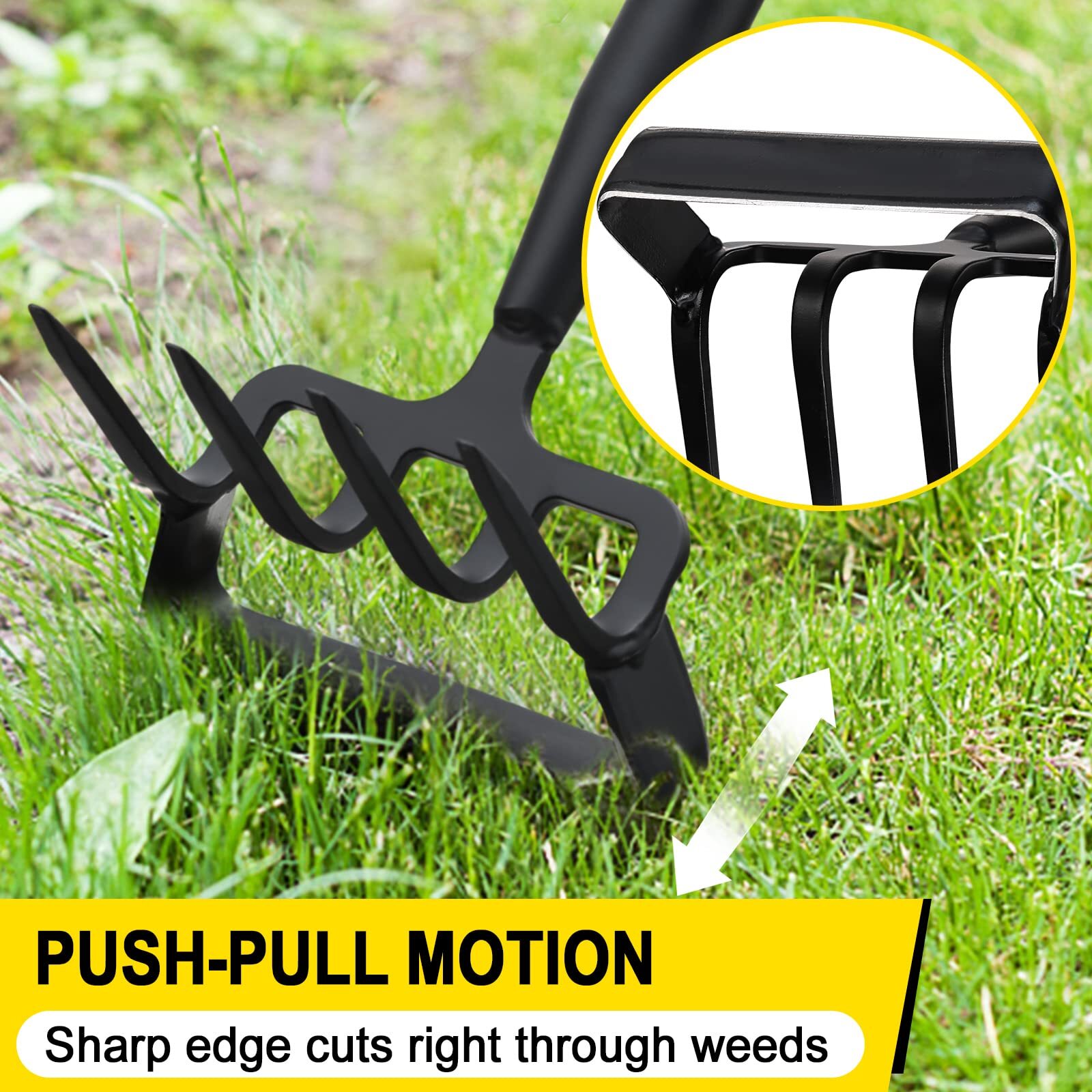 Garden Hoe, Cultivator Stirrup Tool for Weeding, 62 Inch Heavy Duty ...