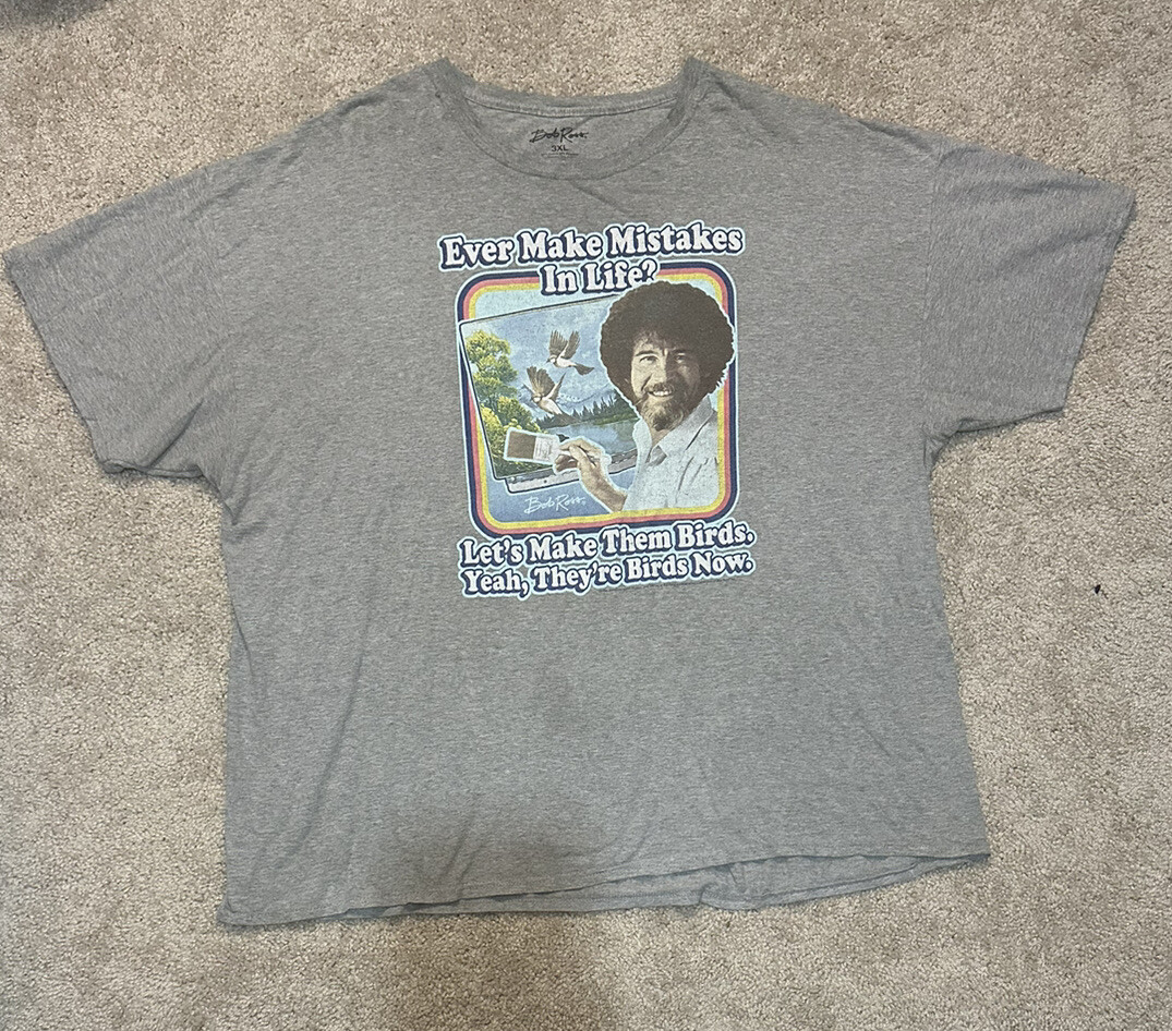 Men Or Womens Bob Ross T Shirt Plus Size 3X Short Sleeve | eBay