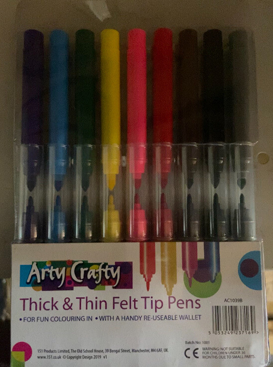 20 Thick & Thin Felt Tip Pens Kids Party Bag Supplies for sale online ...