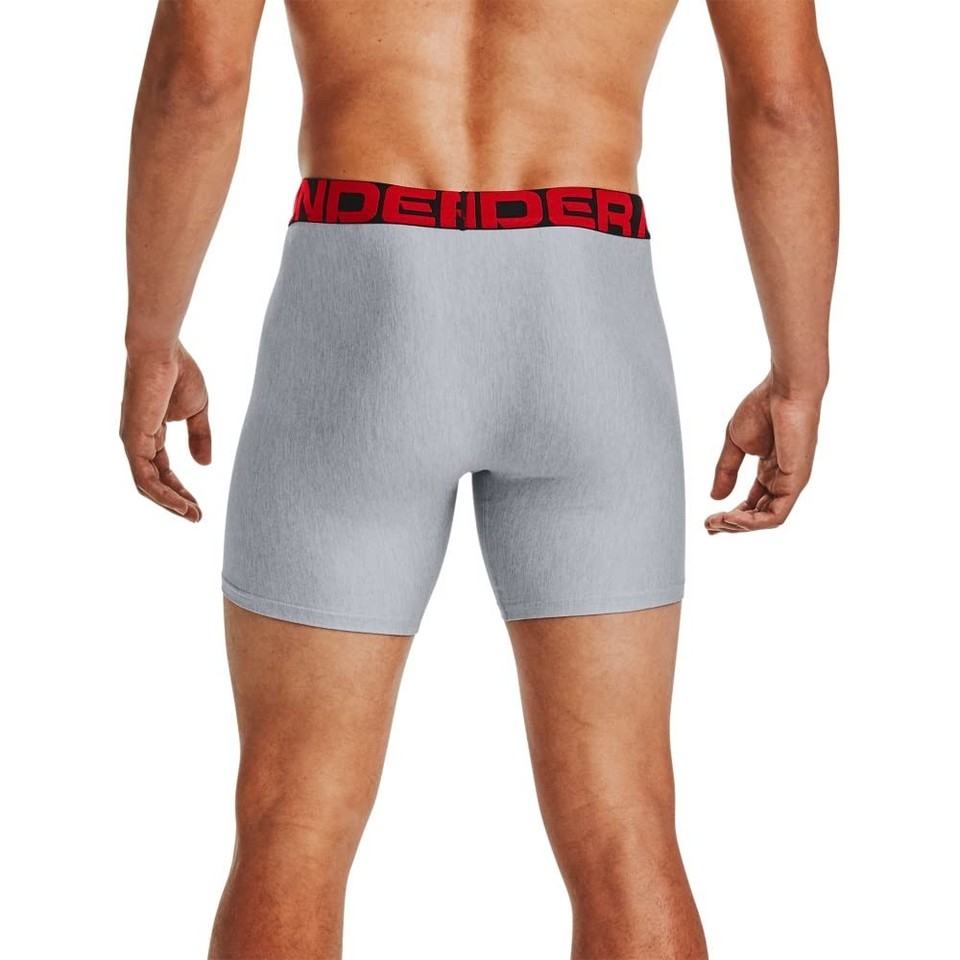 Under Armour Men's Tech 6" Boxerjock 2-Pack - Mod Gray Light Heather ...