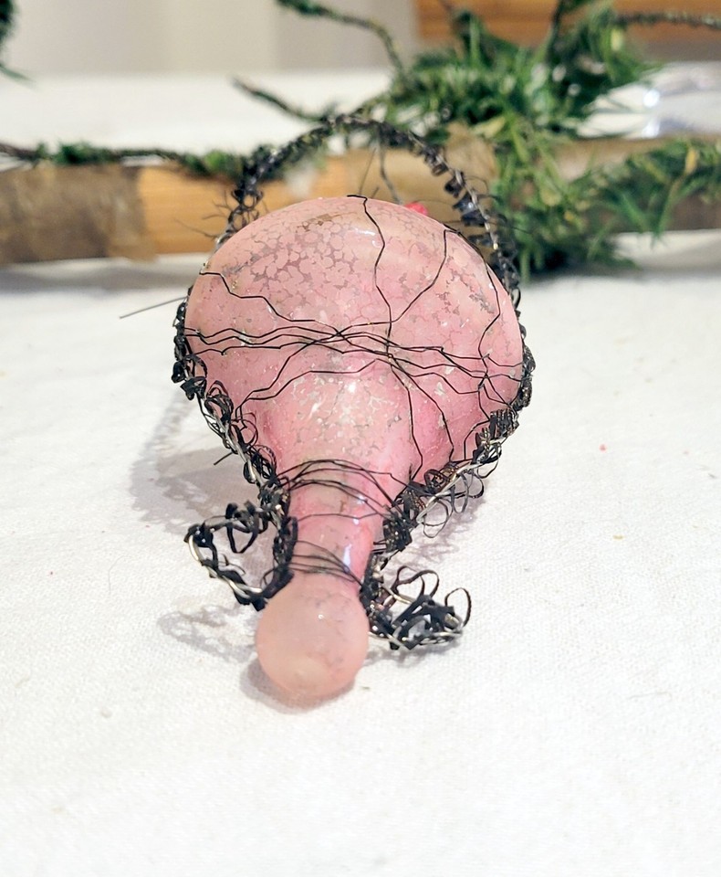 Wire-wrapped Pink Pacifier, with Red Berries. Early 1900s German Glass ...