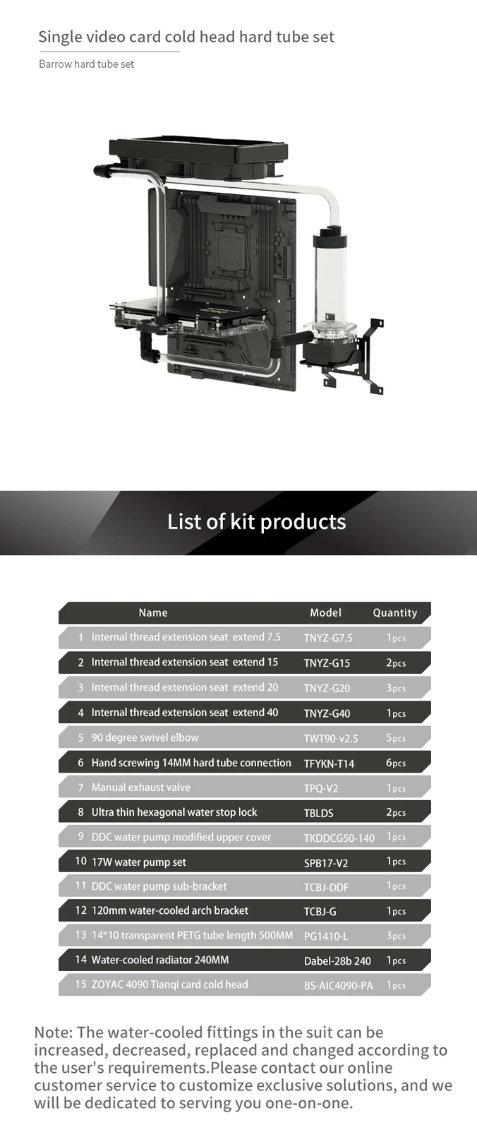 Barrow Hard Tube Water Cooler Kit For Computer CPU/GPU Radiator ...