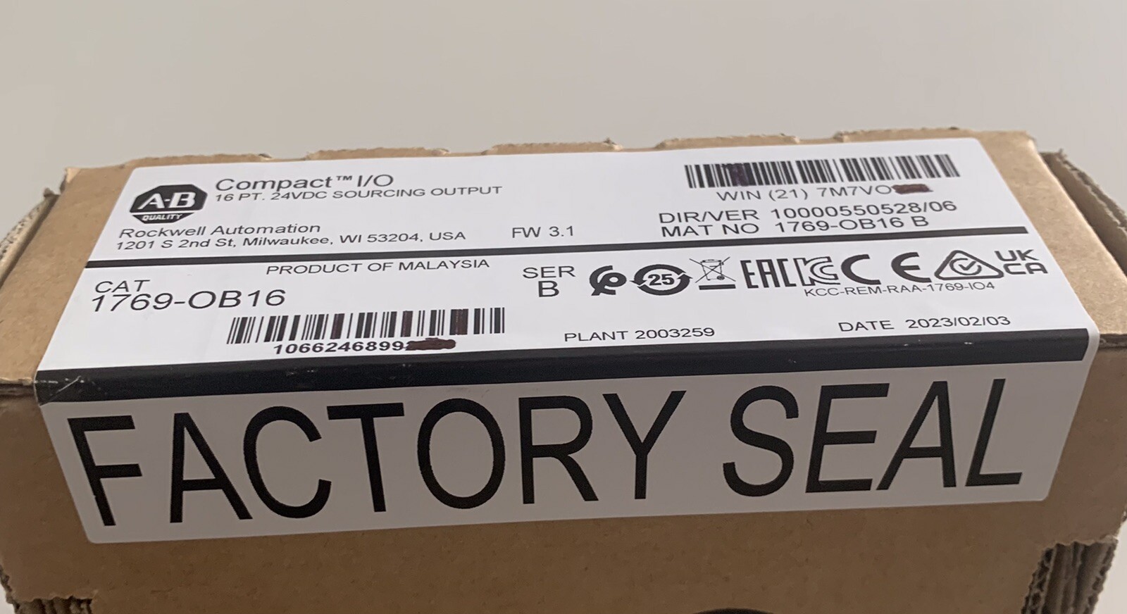 New AB 1769-OB16 Compact I/O 16 Pt 24VDC SOURCING OUTPUT Module 2022 ...