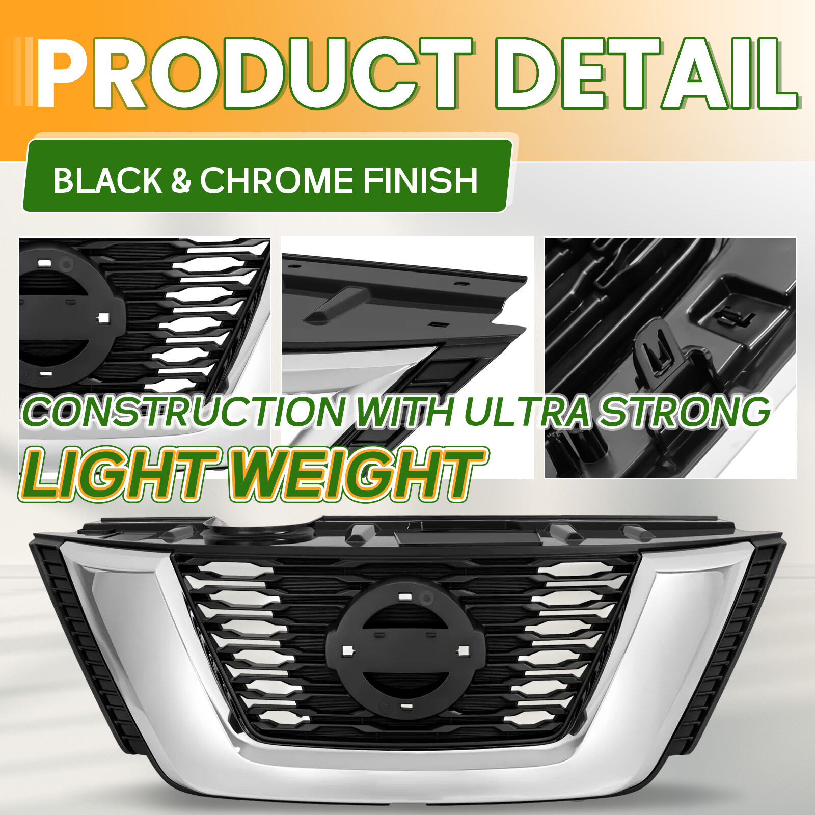 KUAFU For Nissan Rogue 2017-2020 19 Front Upper Bumper Grille Grill ...