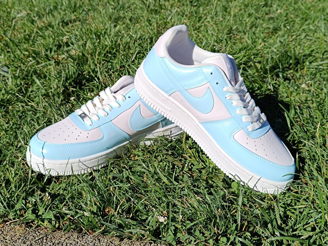 Air Force 1 One Custom White Shoes "Arctic Wave Icey Blue Ocean" | eBay