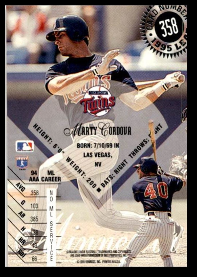 1995 Leaf Marty Cordova Minnesota Twins #358 | eBay