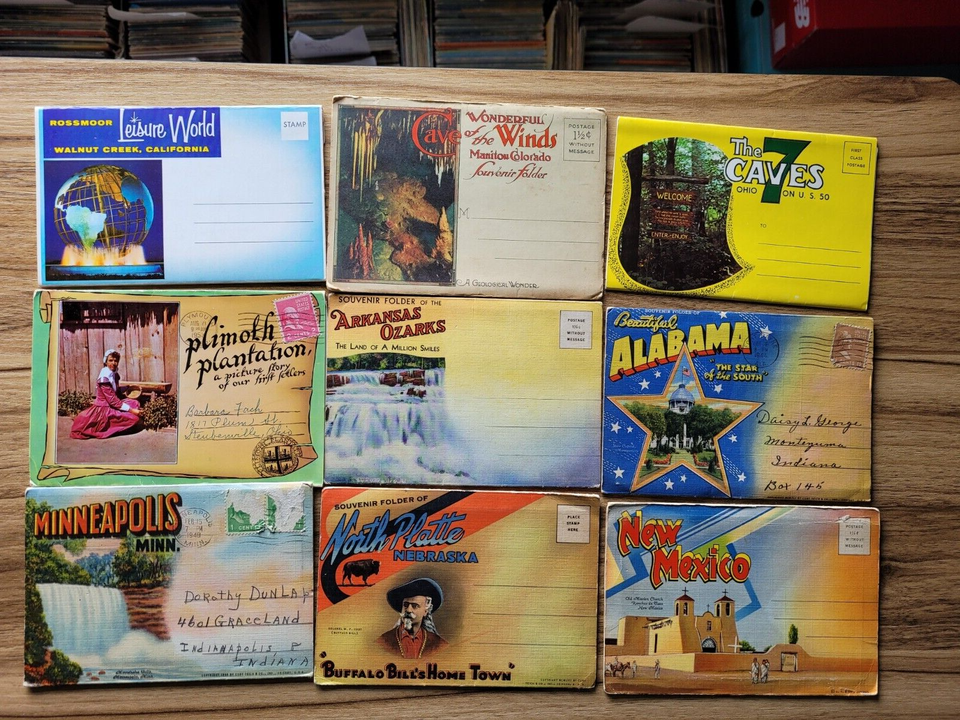 Vintage Lot (18) assorted UNITED STATES SOUVENIR POSTCARD FOLDERS ...