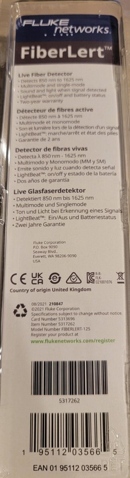Fluke Networks FiberLert Live Fiber Detector - fiberlert-125 | eBay