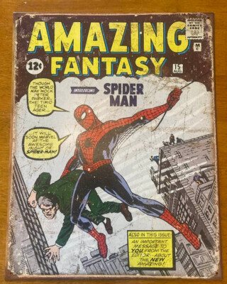 Vintage Spider Man`Marvel Comics,Metal Collectors Sign`New | eBay