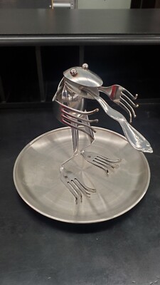 Vintage Handmade Silverware Frog Statue | eBay