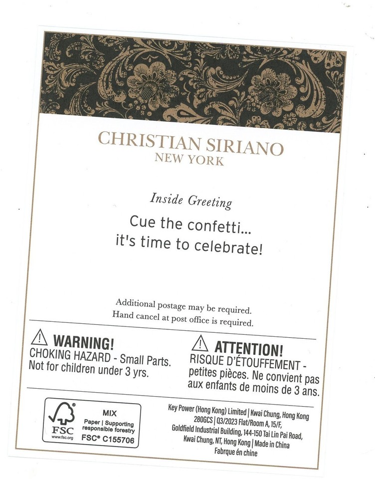 Christian Siriano NY Confetti Cake Happy Birthday Card. | eBay