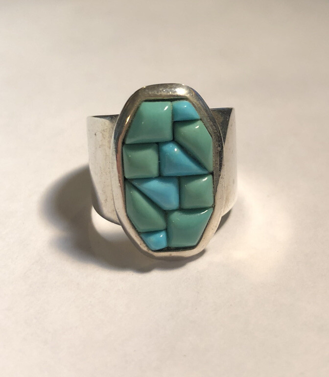 DTR Jay King Sterling Silver Turquoise Inlay Ring Siz… - Gem