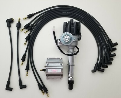 CHEVY 350 BLACK FEMALE Small HEI Distributor + WIRES Over Valve Cover ...