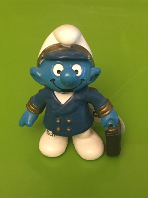 Smurfs 20470 Aircraft Captain Smurf Airplane Pilot Figure Vintage Toy ...