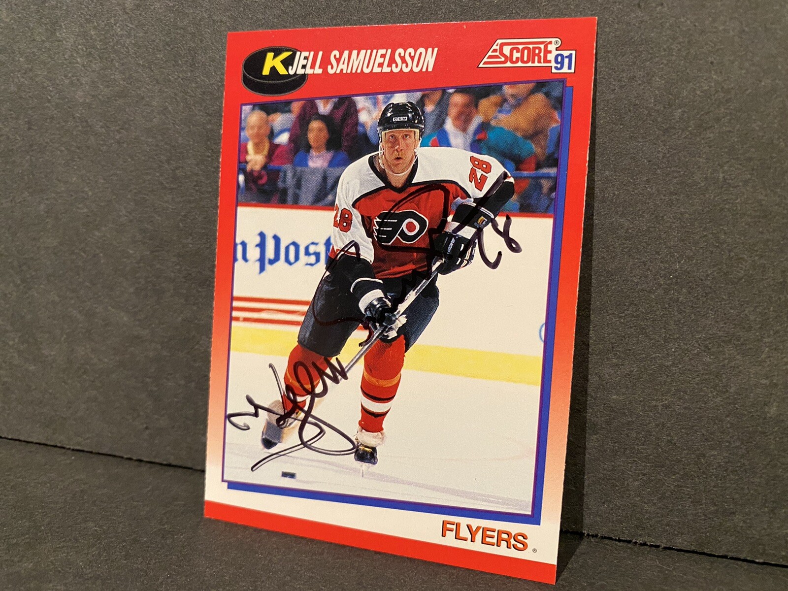 1991-92 SCORE KJELL SAMUELSSON Autographed Signed Philadelphia Flyers ...