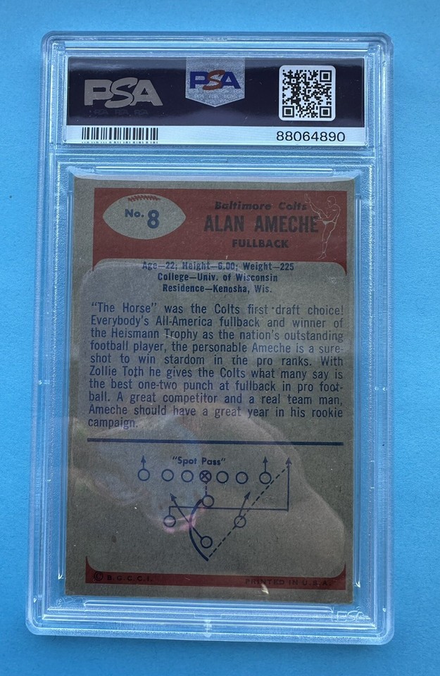 1955 Bowman Alan Ameche #8 Baltimore Colts PSA 4.5 VG-EX+ | eBay