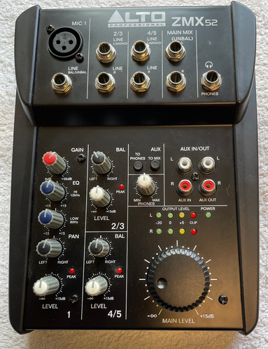 Alto ZMX52 5-Channel Compact Mixer with Mains Adaptor. used. in exc ...