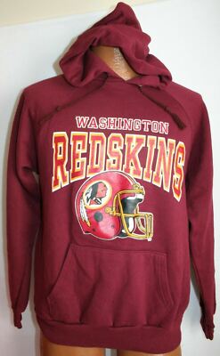 Vintage 80s WASHINGTON REDSKINS 50/50 Raglan Hoodie SWEATSHIRT S/M NFL ...