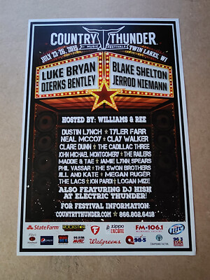 Luke Bryan Poster July 23, 24, 25,26, 2015 Country Thunder Twin Lakes ...
