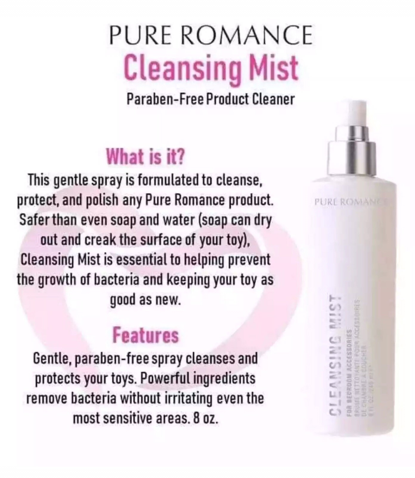 Pure Romance Cleansing Mist Adult Toy Cleaner - Brand New! 8 Ounces | eBay