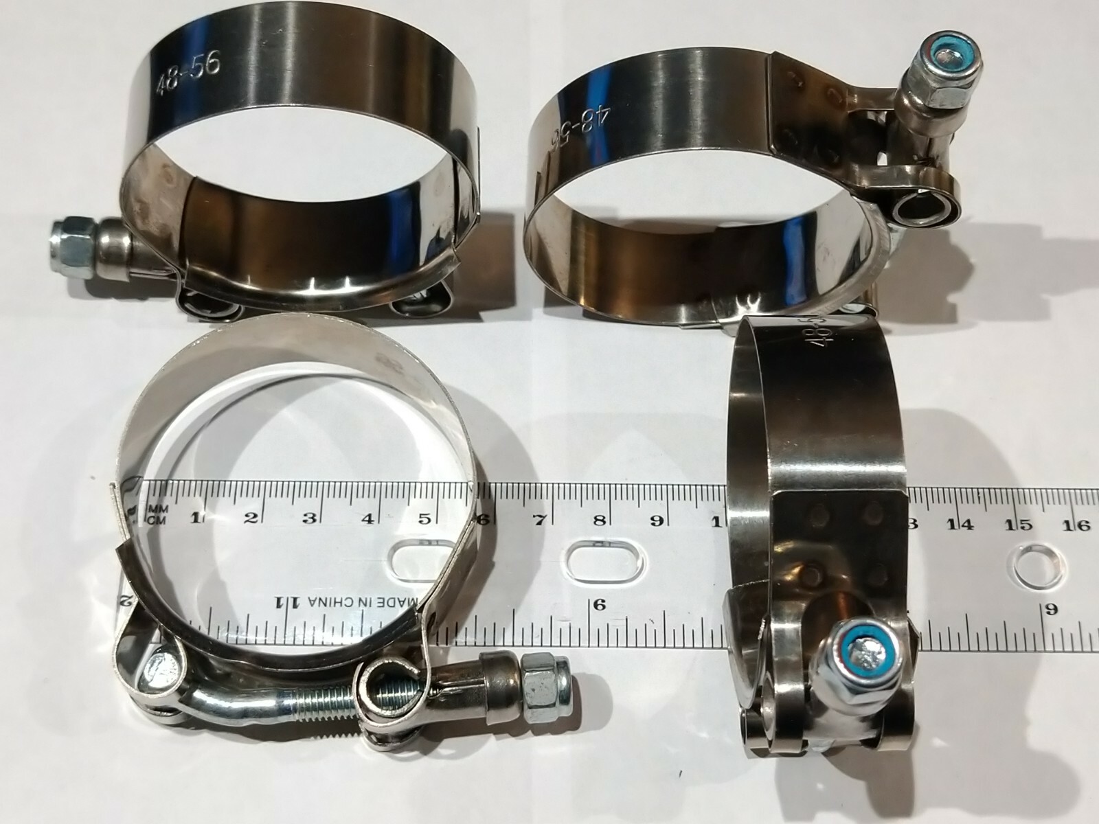 x4 PCS Clamps ID 51MM 2" Stainless Steel T Bolt Clamp 2 in or 48mm ...