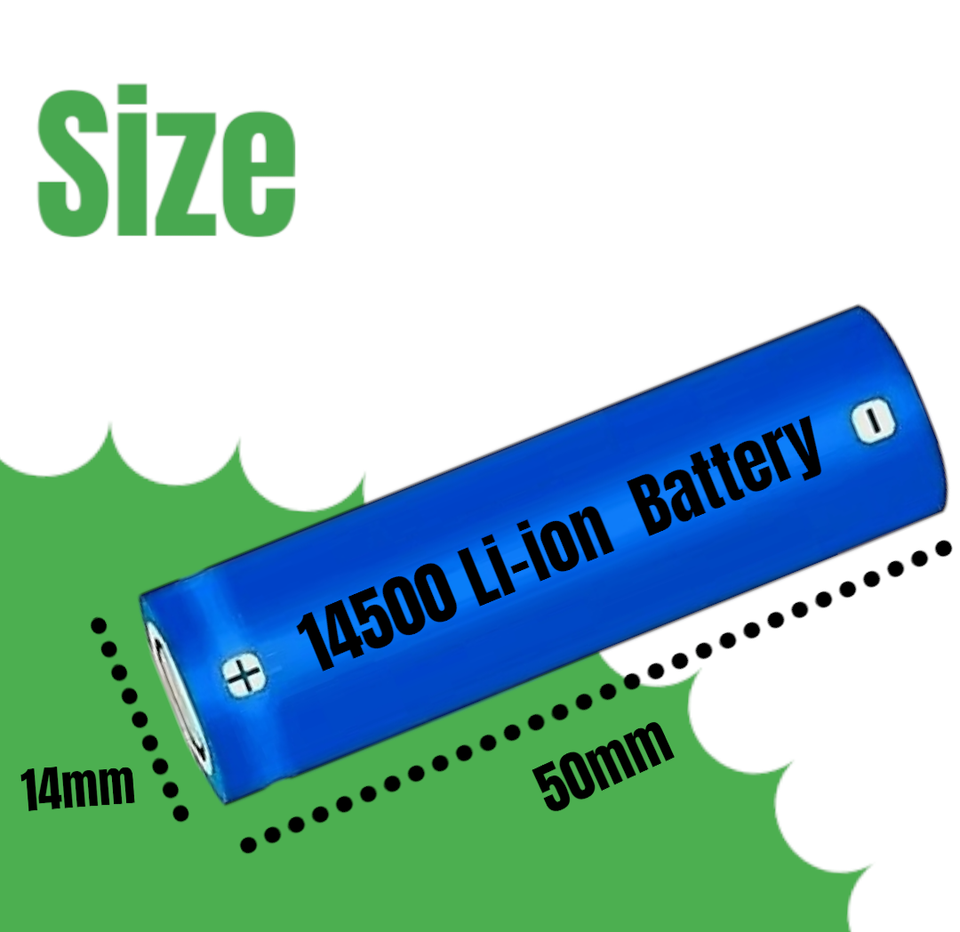 14500 Li-Ion Cylindrical 3.7V 800mAh Rechargeable Battery Cell Flat Top ...