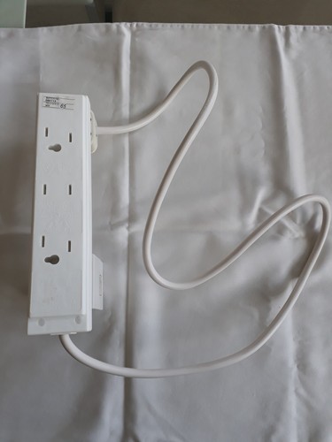 4x Gang Trailing Lead Extension Socket white plug and 13a 2way plug Ext ...