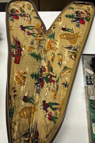 Antique GUN CASE soft zipper case COOL GRAPHICS INSIDE Leather ?? | eBay