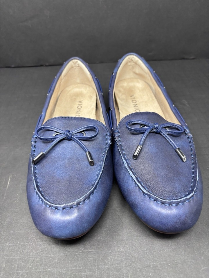 Vionic Virginia Leather Blue Bow Moccasins Women’s US size 9 Driving ...