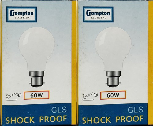 2 x 60W Pearl Light Globes Bulbs Lamps B22 Bayonet Incandescent Shock ...