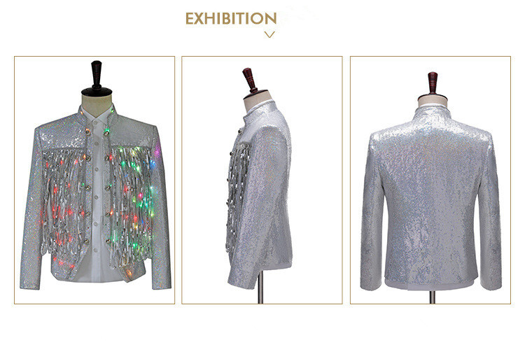 Men's Colorful LED Luminous Jacket Stage Costume Singer Dancer Slim ...