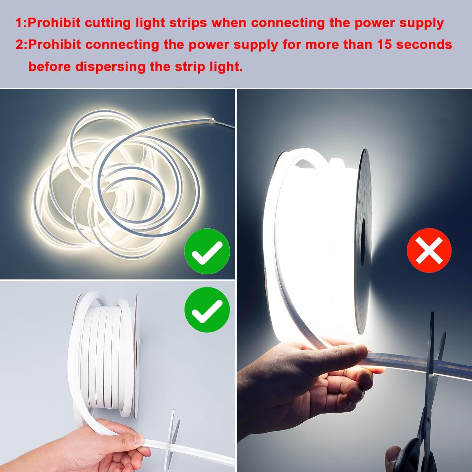 AC 110V LED Neon Strip Light 32.8FT, 6000K Cool White Led Rope Lights ...