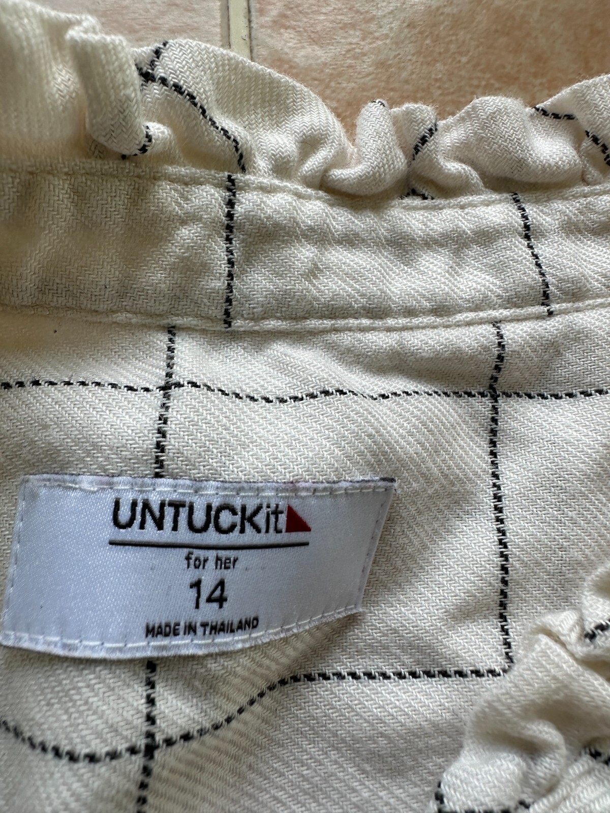 UNTUCKit For Her Ivory Winona Window Pane Button Down Shirt Women size 14 | eBay