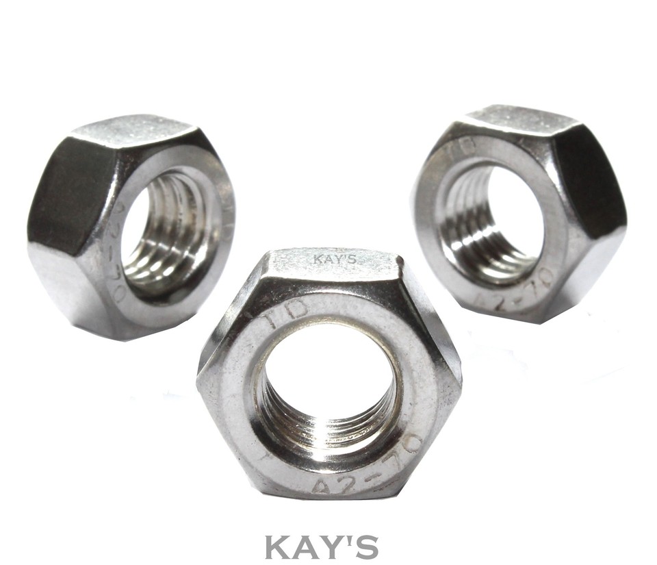 LEFT HAND THREAD HEXAGON FULL NUTS A2 STAINLESS STEEL M4,M5,M6,M8,M10 ...