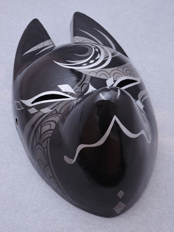 Komendo Full Face Fox Mask YOIYAMI Kitsune Handmade Painted Japan Party ...