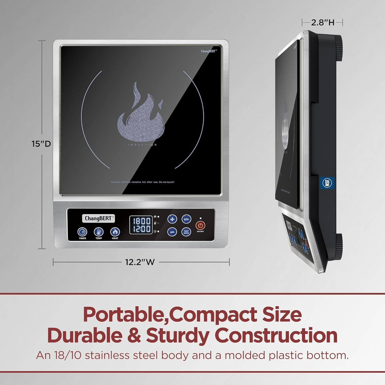 Changbert Portable Induction Cooktop, NSF Certified Pro Induction Hot ...