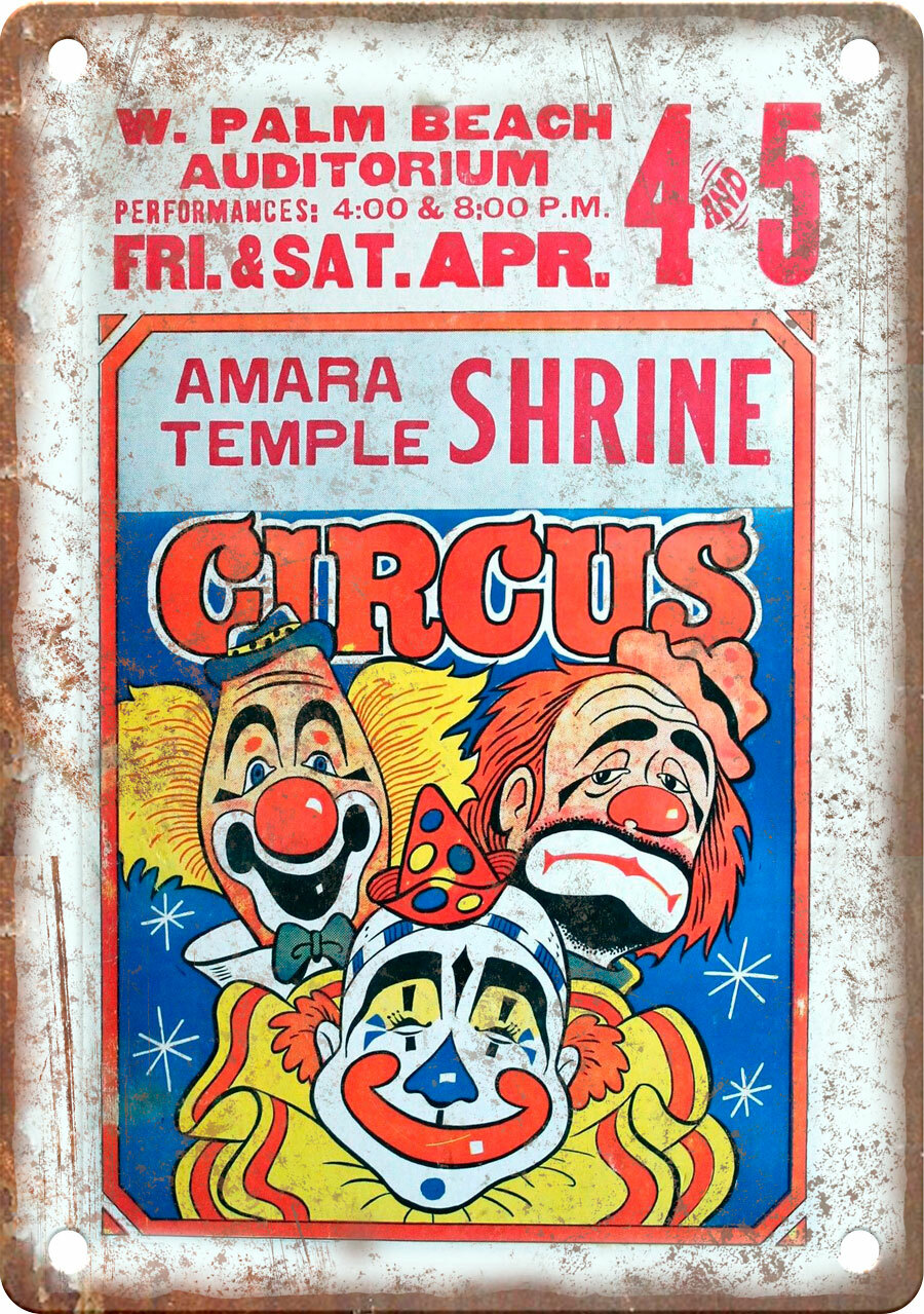 Amara Temple Shrine Circus Vintage Poster 12" x 9" Reproduction Metal ...