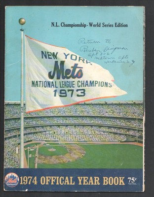 New York Mets Baseball Team Yearbook-MLB 1974 N.L. Championship World ...