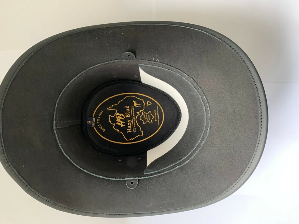 Hazy Blue Aussie Style Outback Leather Bush Wide Brim Hat Waterproof ...