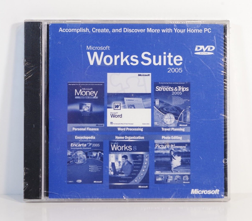 MICROSOFT WORKS SUITE 2005 DVD New Sealed w/product key sticker | eBay