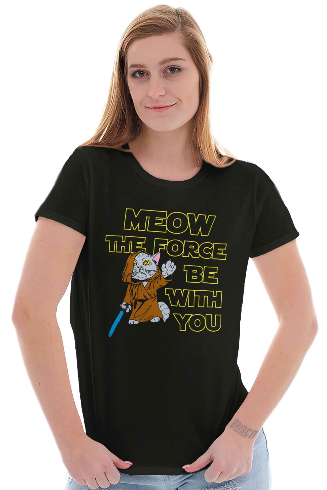 Cat Space Movie Meow The Force Be With You Womens Top Junior Graphic ...