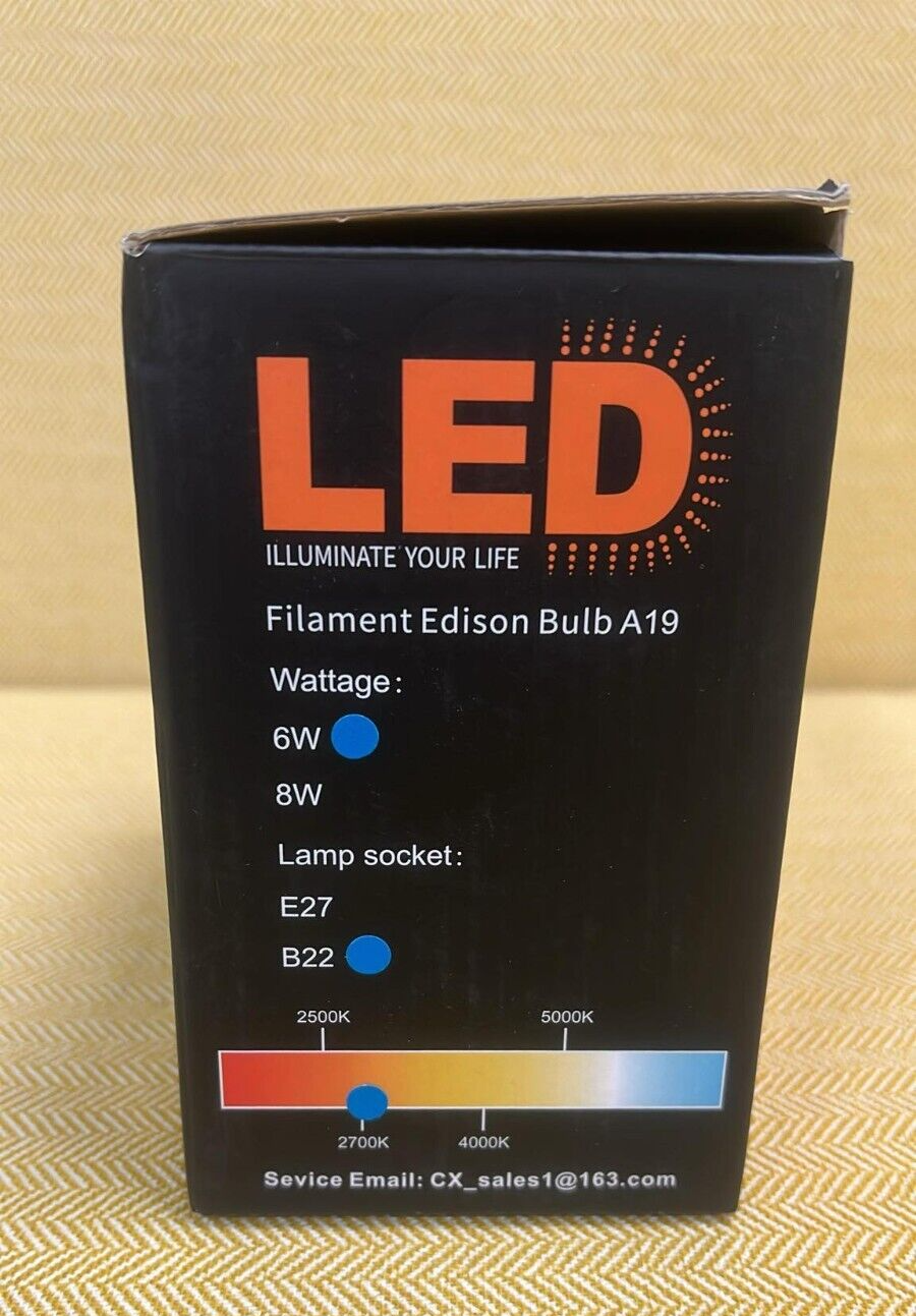 KOOYWAN Filament Edison LED Light Bulb A19 B22 2700K 6W Warm White Pack ...