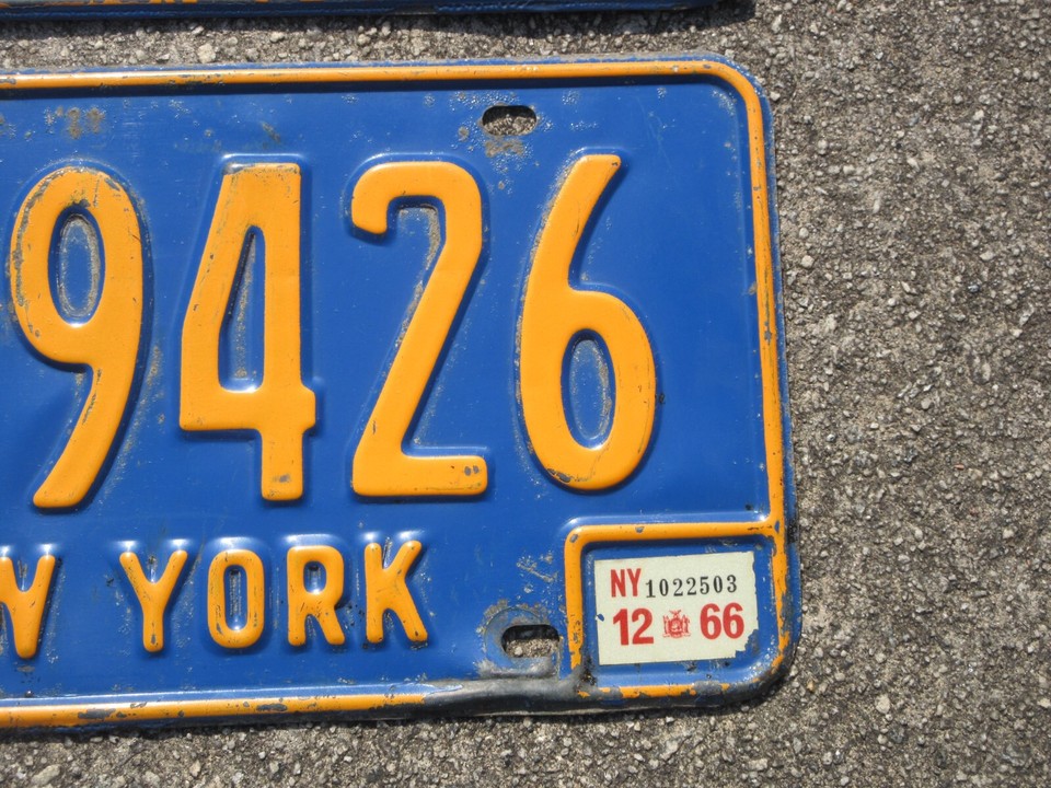 1966 New York License Plate Pair Ford Chevy Dodge 4A9426 Set | eBay