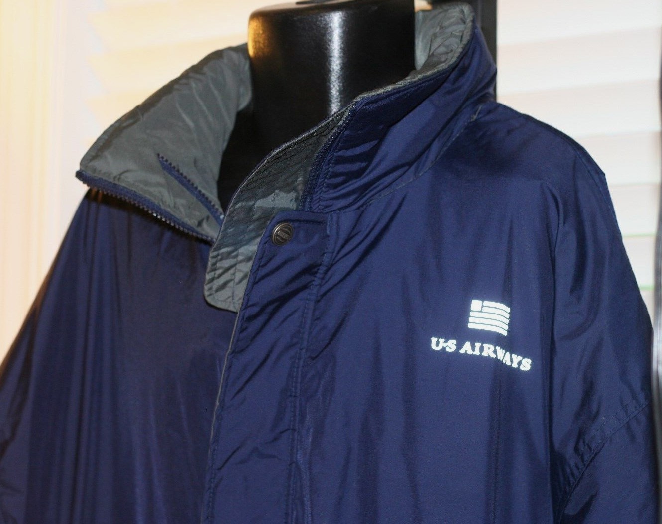 Men's US Airways Wearguard Heave Coat W/ Hood Navy & Gray Stormproof ...