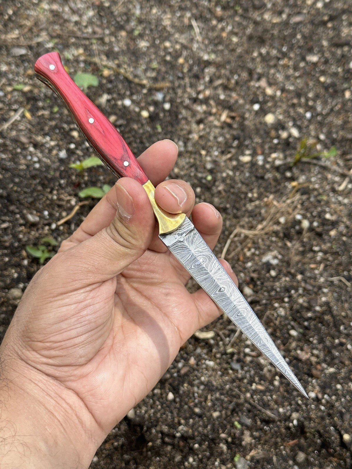 handmade Damascus steel hunting dagger fixed blade boot knife Double ...