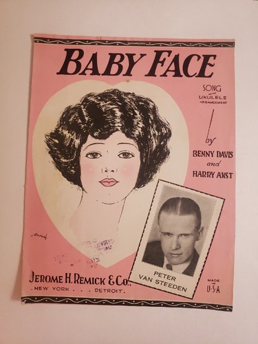 Baby Face By Davis And Akst - Vintage Sheet Music For Piano & Ukulele ...