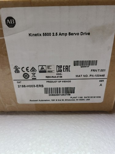 ALLEN-BRADLEY KINETIX 5500 2198-H003-ERS SERVO DRIVE, FIRMWARE 1.004 ...